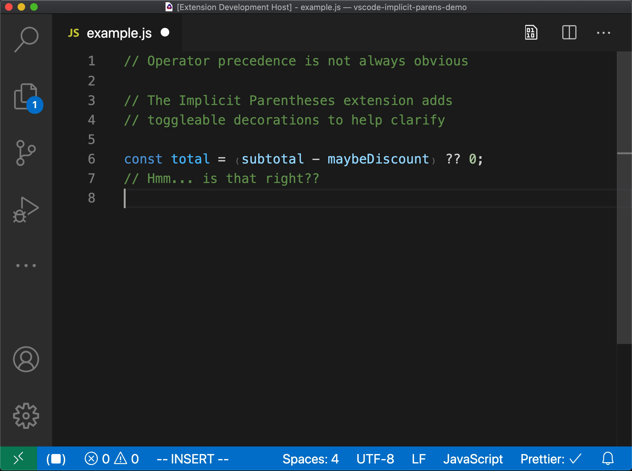 A VSCode Extension to Clarify Operator Precedence in JS / Jordan Eldredge